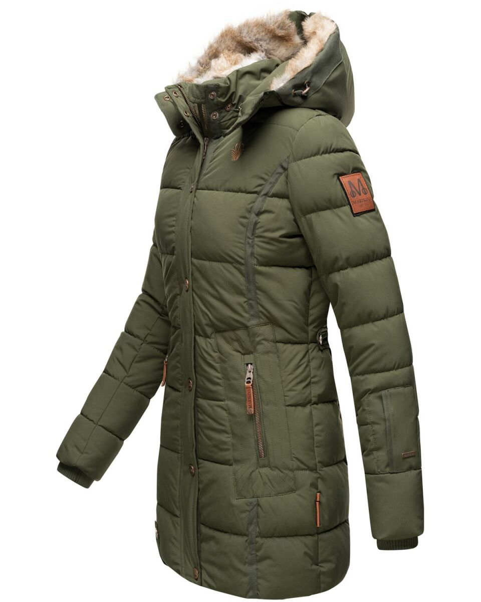 Marikoo warme Damen Steppmantel Winterjacke mit Kapuze Olive Größe XS ... Marikoo warme Damen Steppmantel Winterjacke mit Kapuze Olive Größe XS ...