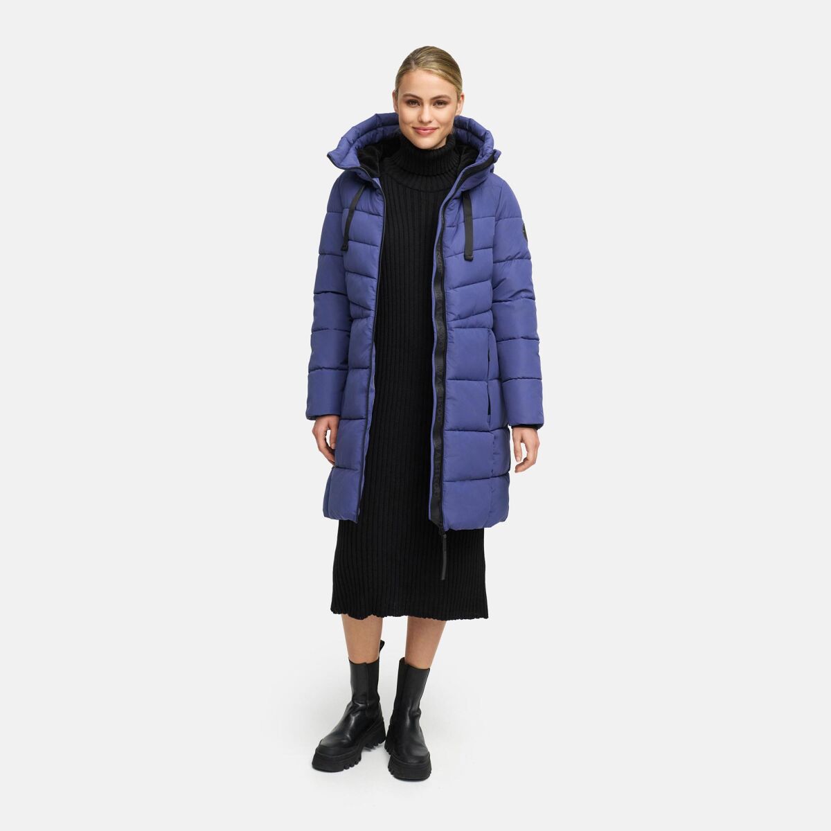 Marikoo Natsukoo Damen Winter Steppjacke lang Blue Violet Größe XXL ...